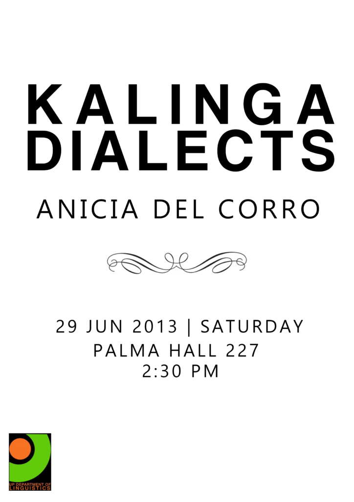 Lecture on Kalinga Dialects - Department of Linguistics - UP Diliman