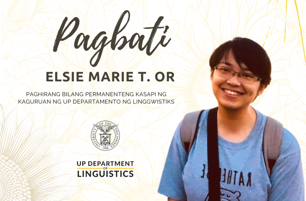 Elsie Marie Or gets tenure - Department of Linguistics - UP Diliman