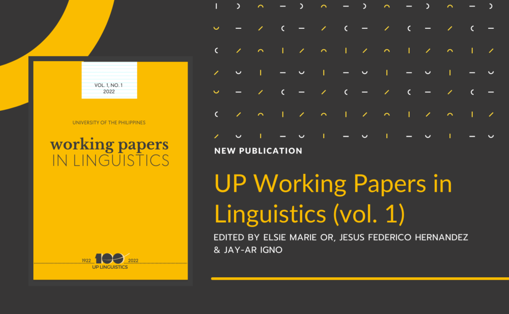 UP Working Papers in Linguistics launched - Department of Linguistics ...