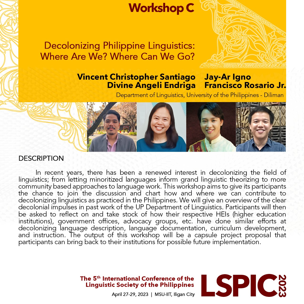 UP Lingg goes to LSPIC 2023 - Department of Linguistics - UP Diliman