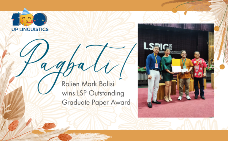 Rolien Balisi wins LSP Outstanding Graduate Paper Award - Department of ...