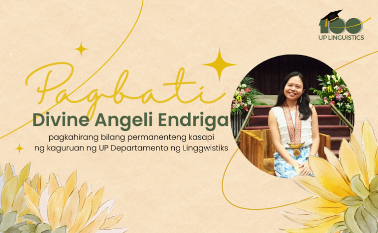 Divine Endriga gets tenure - Department of Linguistics - UP Diliman
