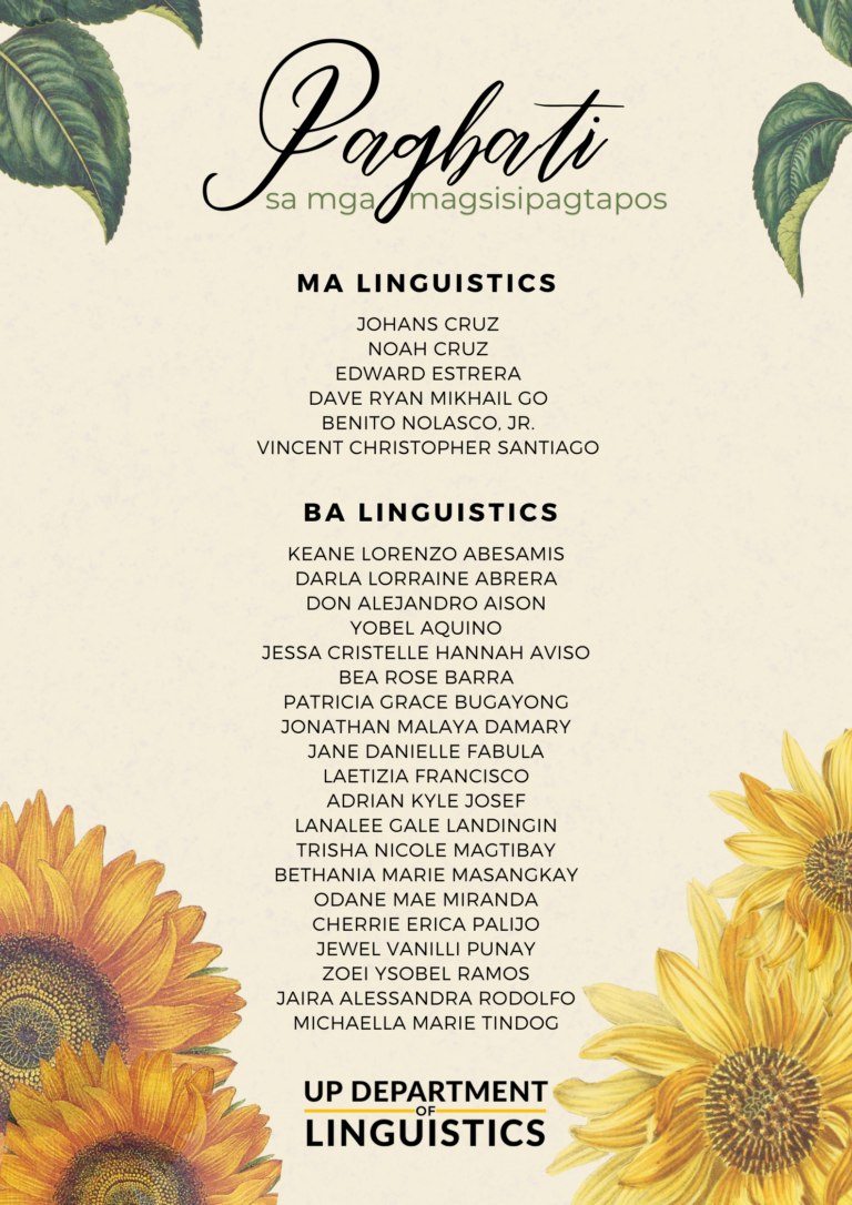 Congratulations, UP Linguistics Batch 2024! - Department of Linguistics ...