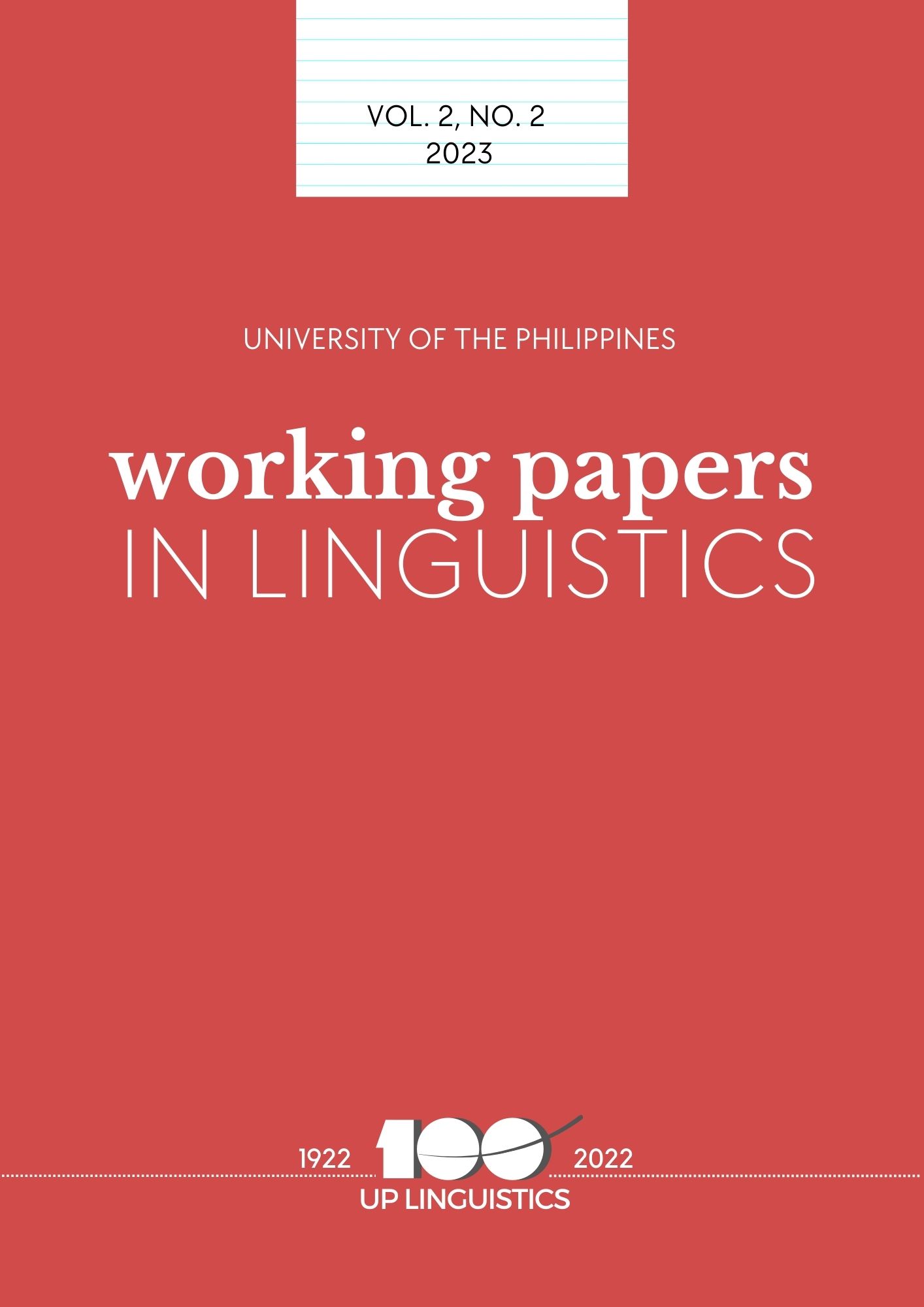 UP Working Papers in Linguistics - Department of Linguistics - UP Diliman