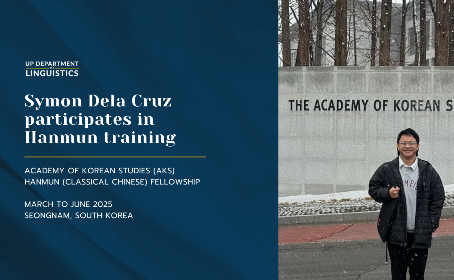 Symon Dela Cruz participates in Hanmun training - Department of ...